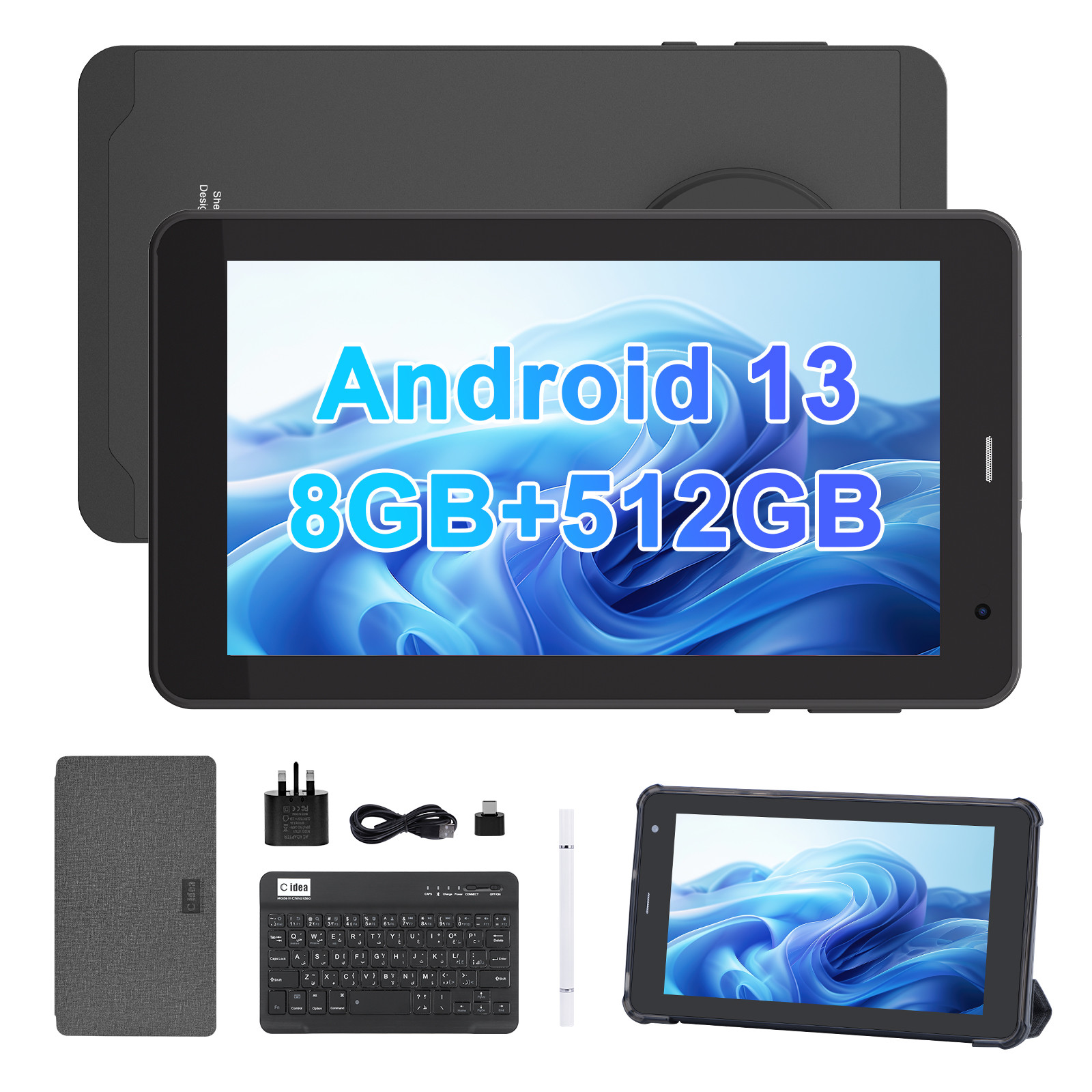 C Idea Android 13 Tablet 512GB With SIM 7 Inch Tablet PC For Students ...